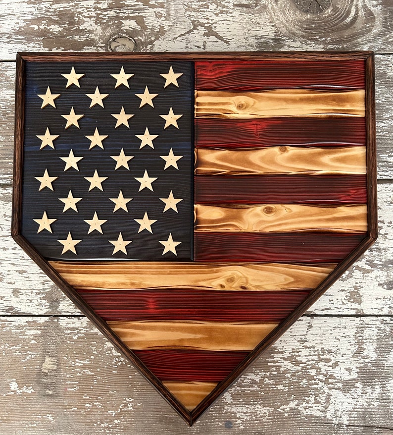 Wooden Home Plate Flag - Etsy