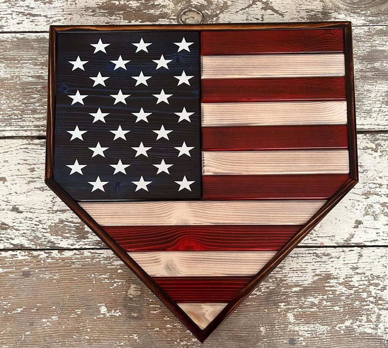 Wooden Home Plate Flag - Etsy