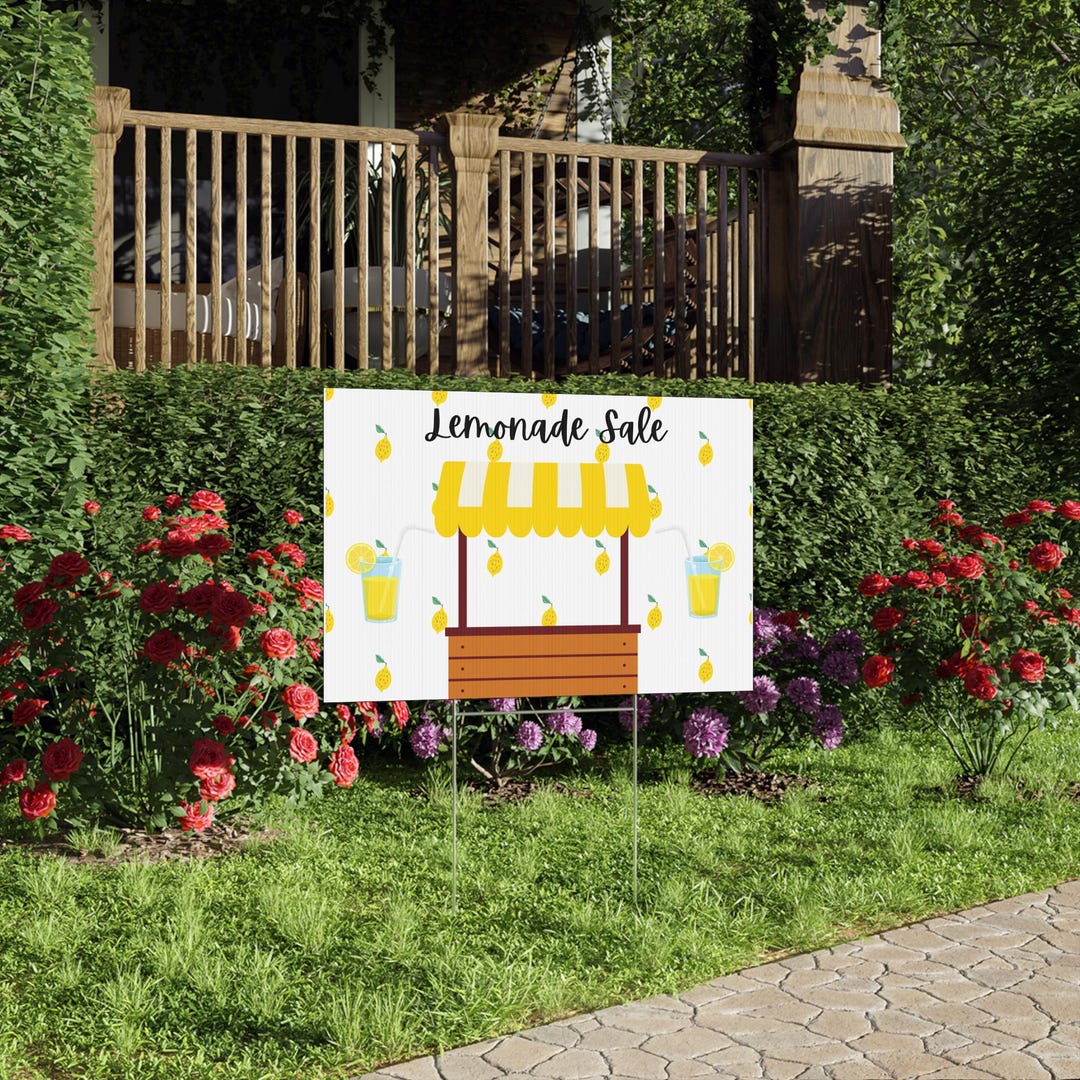 Lawn Sign, Cute Lemonade Sale Sign for Kids, Summer, Playful, Yard Sign ...
