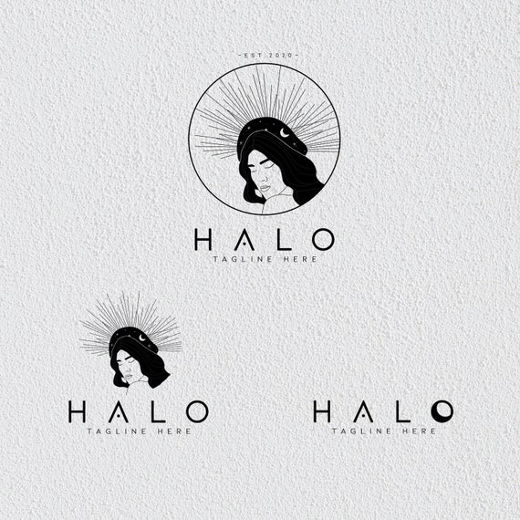 3 Halo Premade Logo Set Woman Logo Beauty Crown Head Zip Tie | Etsy