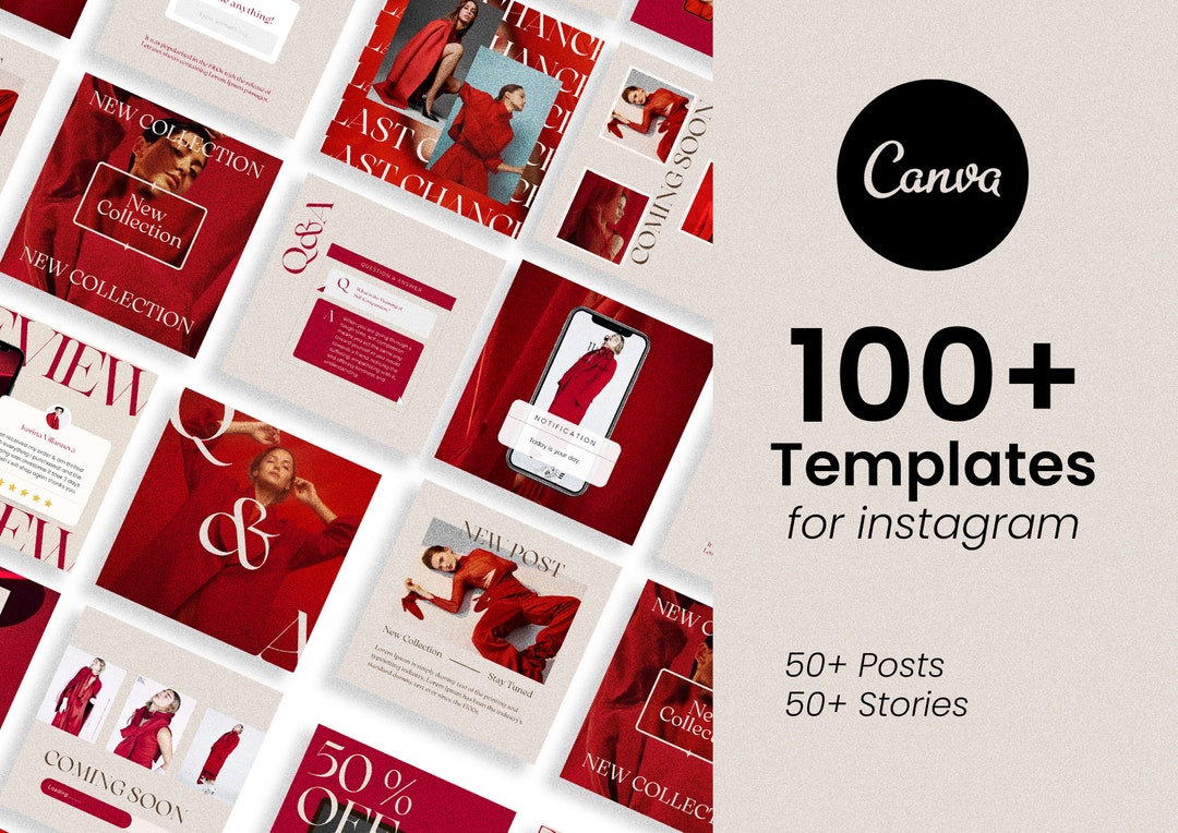 Editable Canva 100 Posts & Stories, Business Instagram Template ...
