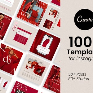 Editable Canva 100 Posts & Stories, Business Instagram Template ...