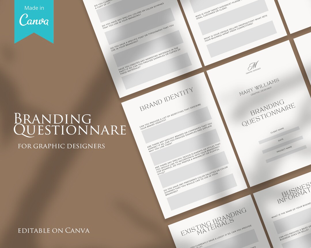 CANVA, 25 Client Branding Questionnaire, Graphic Designer, Branding ...