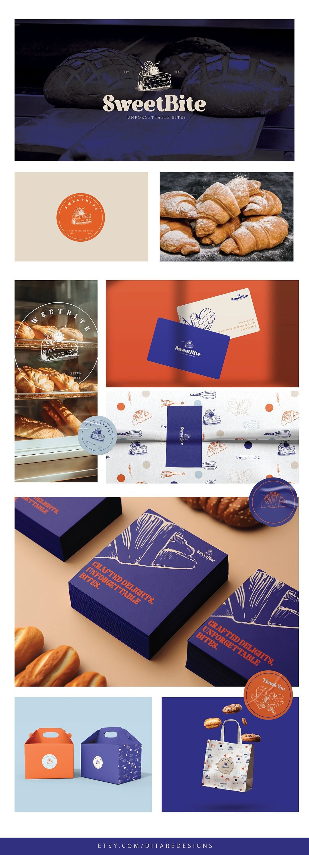 Bakery Shop Brand Kit, Brand Identity, Vintage, Signature Logo, Small Business Branding, Pastry ...