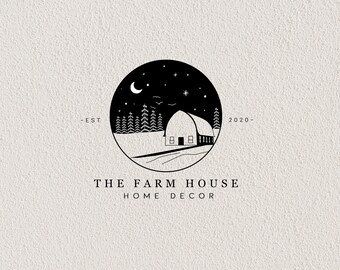 Farm Premade Logo House Stars Moon Gypsy Minimal Feminine - Etsy