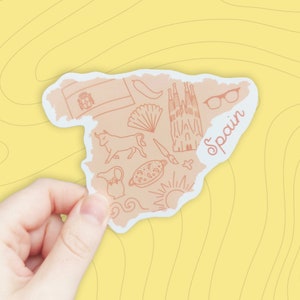 Spain Sticker - Waterproof Spain Map Sticker - Country Outline With ...
