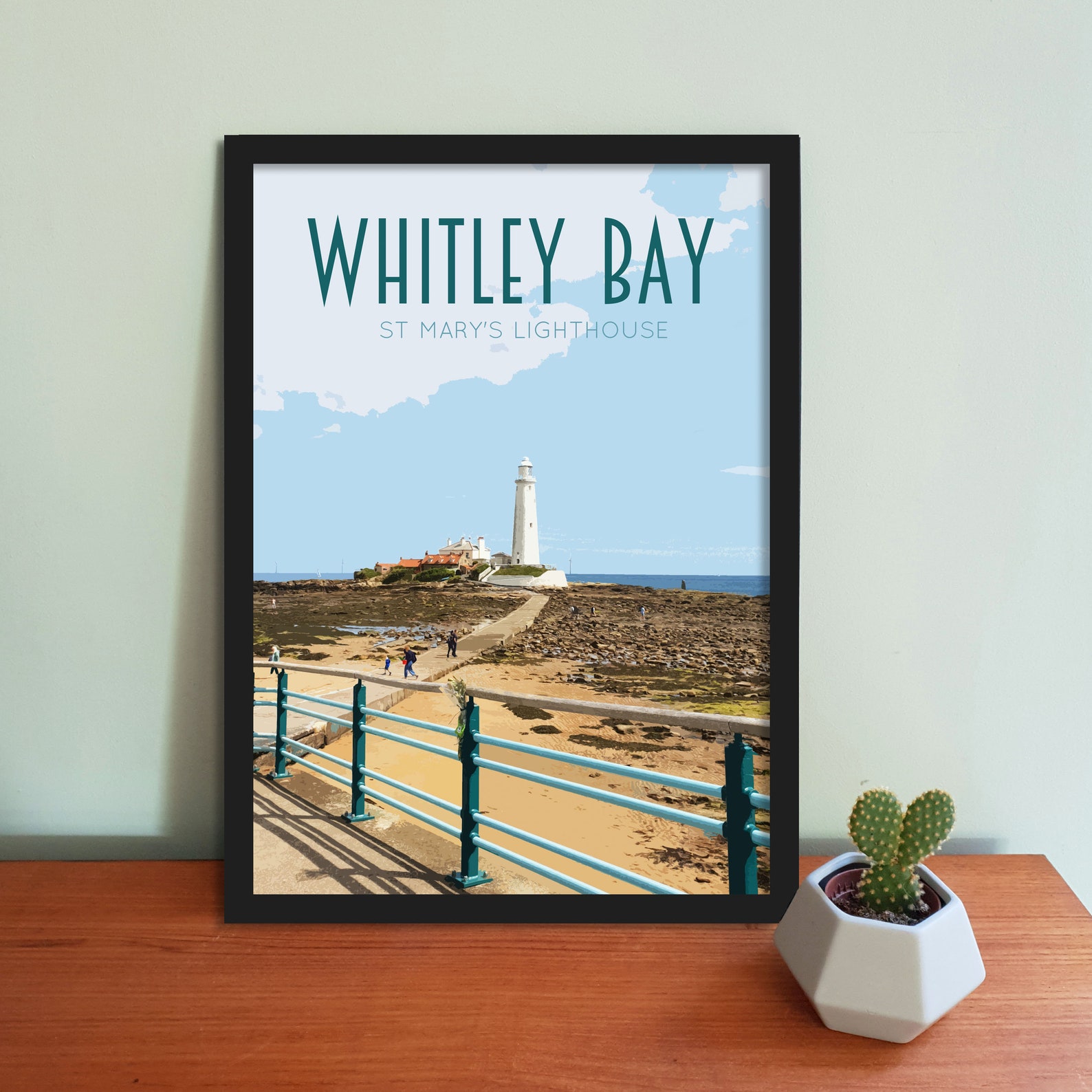 Whitley Bay Travel Poster - Retro Vintage Style UK Art Print, Artwork ...