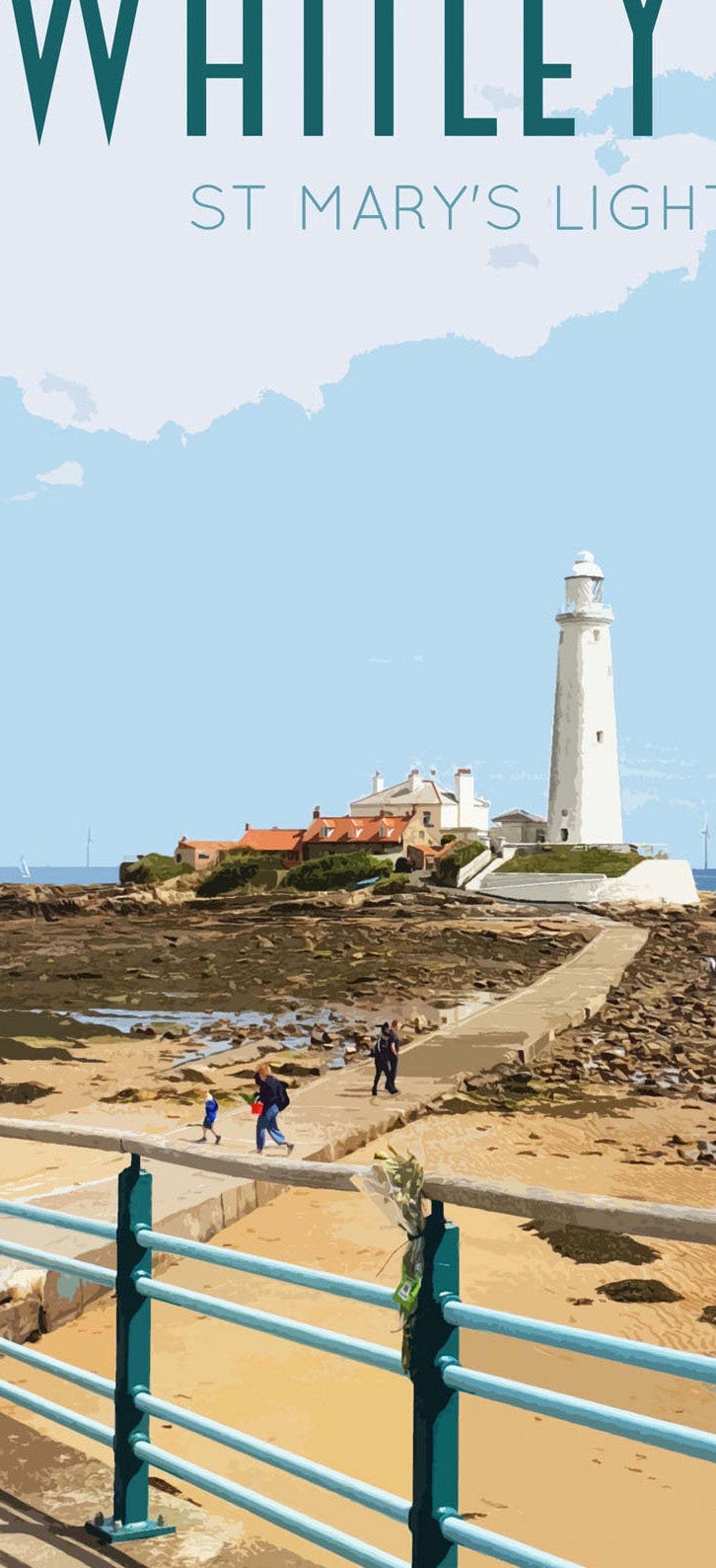 Whitley Bay Travel Poster - Retro Vintage Style UK Art Print, Artwork ...