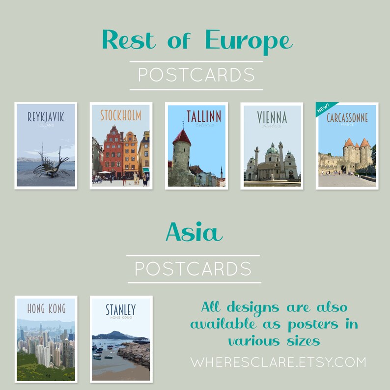 Travel Postcards Pack Retro Vintage Style Cities Postcard - Etsy