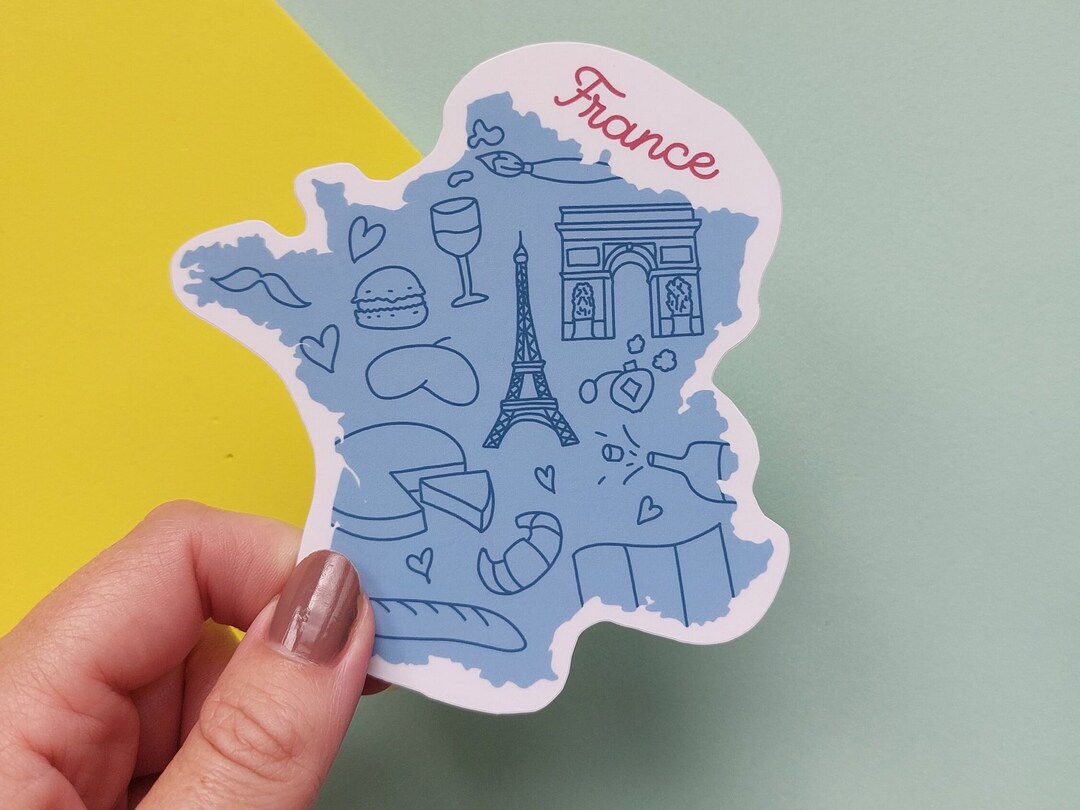 France Sticker - Waterproof France Map Sticker - Country Outline With ...