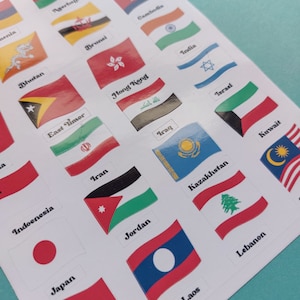 Asia Flag Stickers, Flags of Asia, South East Asia, Stickers for Travel ...