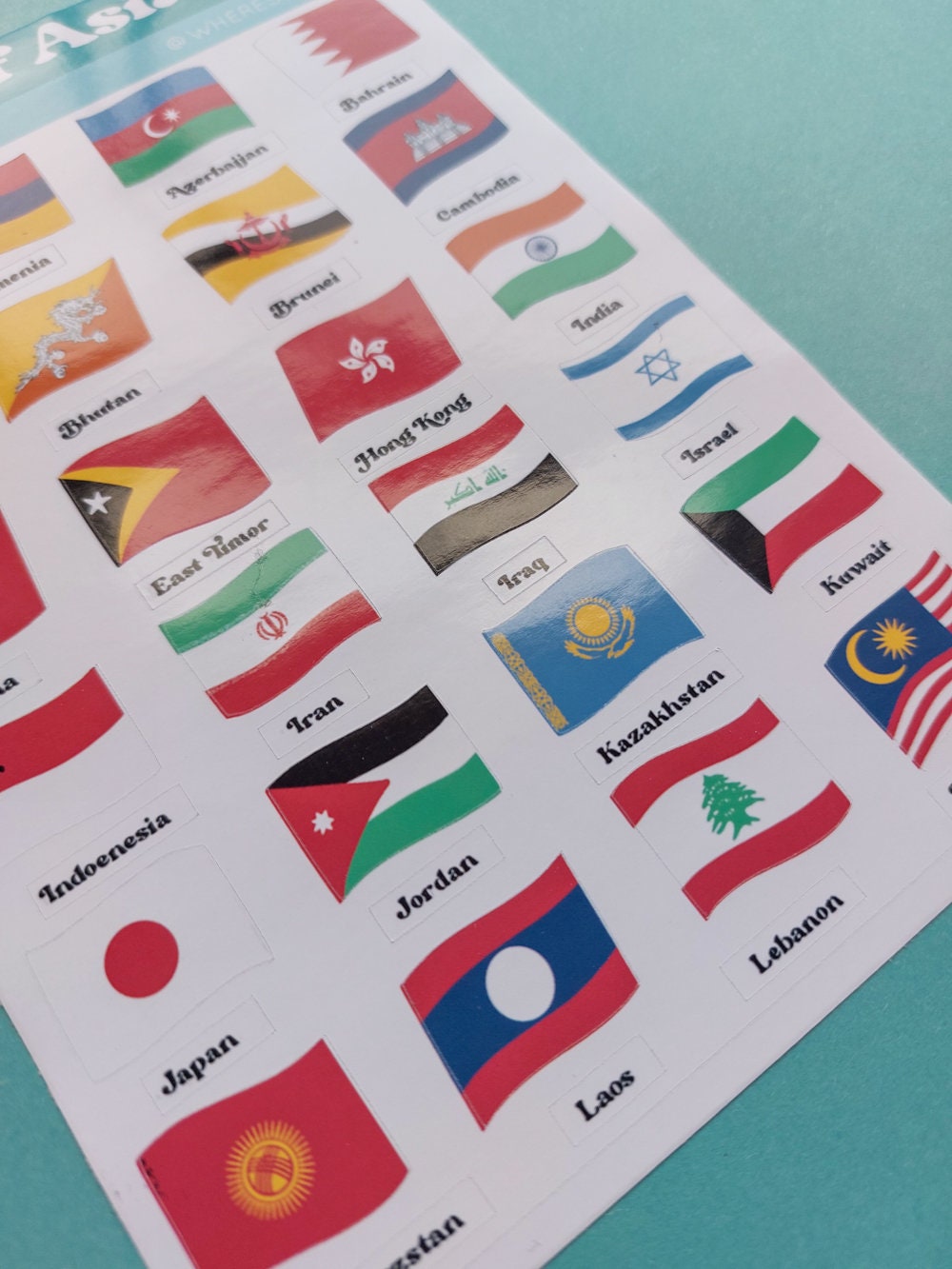 Asia Flag Stickers, Flags of Asia, South East Asia, Stickers for Travel ...