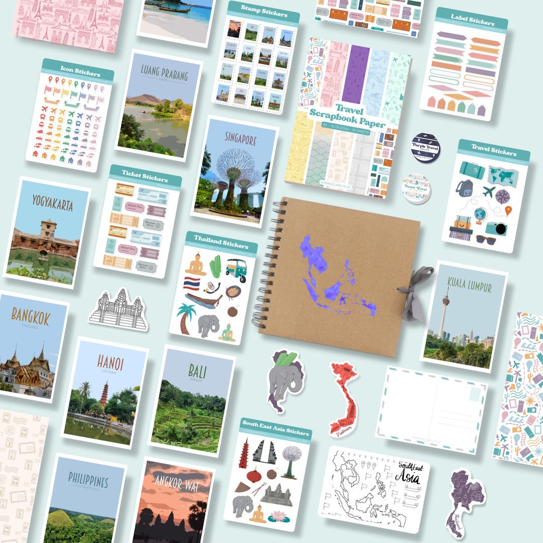 South East Asia Scrapbook Kit: Personalised Book + Over 200 Stickers ...