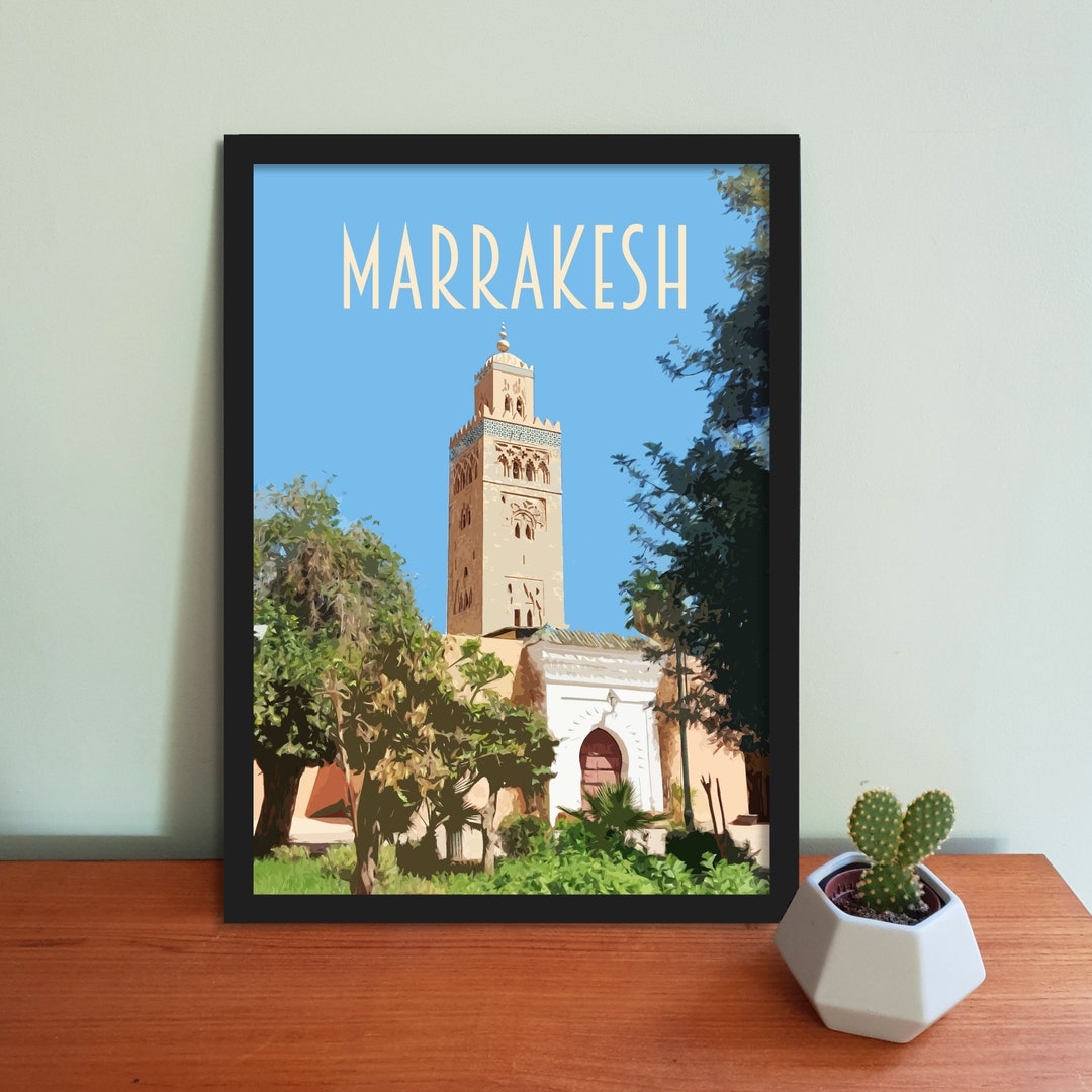Marrakesh Travel Poster - Retro Vintage Style Morocco Art Print ...
