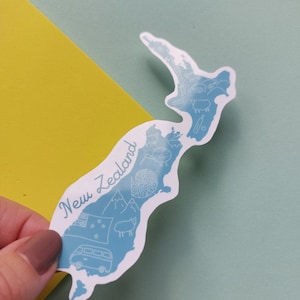 New Zealand Sticker - Waterproof NZ Map Sticker - Country Outline With ...