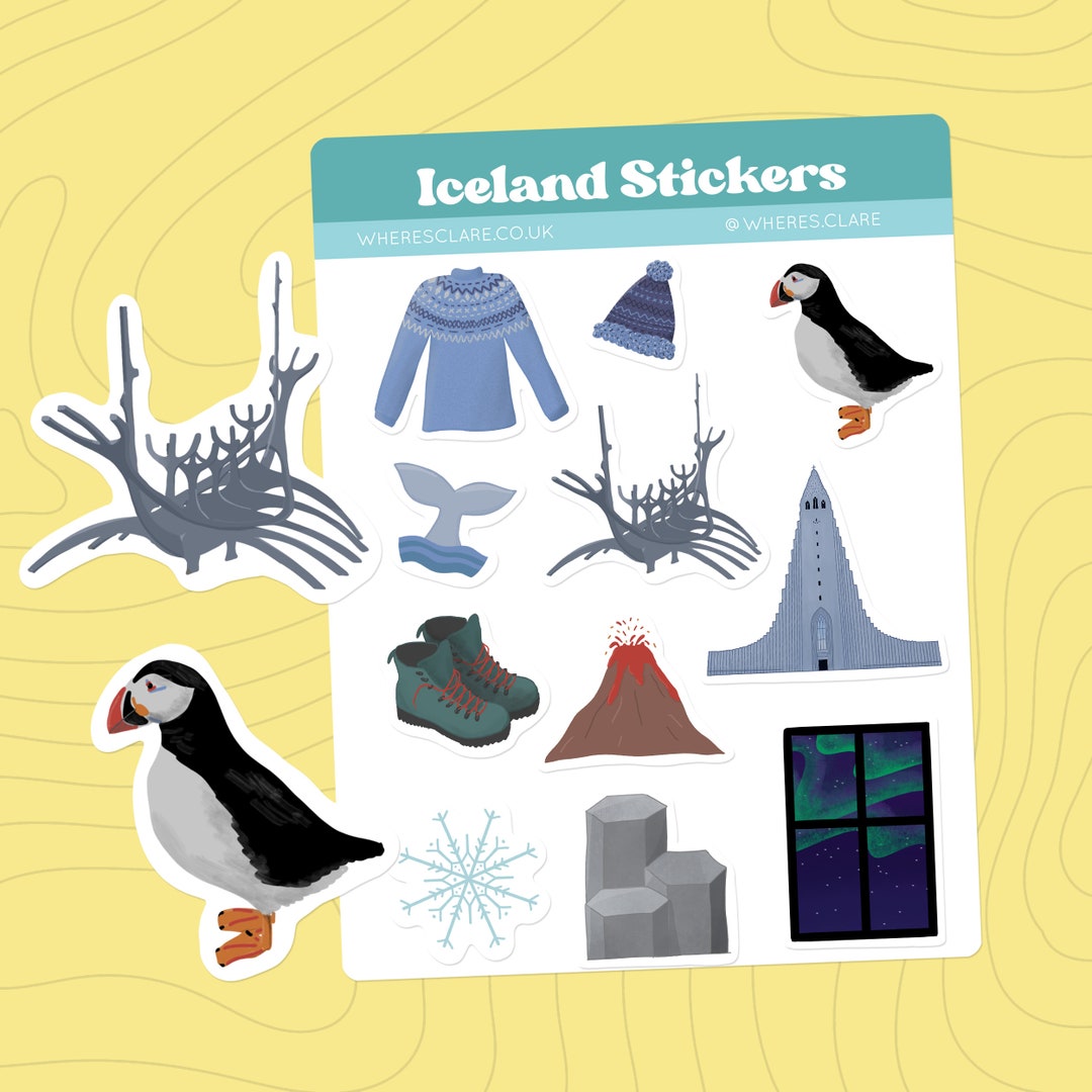 Iceland Sticker Sheet, Vinyl Stickers. Travel Stickers for Journals ...