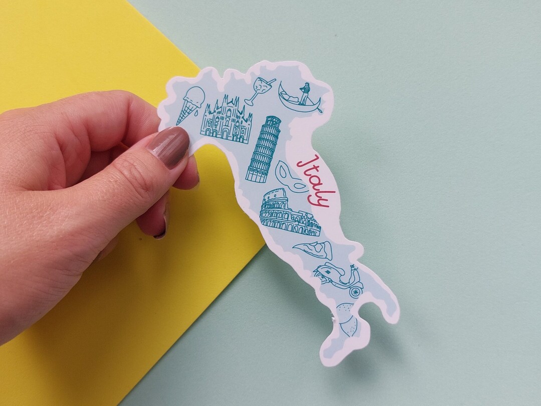Italy Sticker - Waterproof Italy Map Sticker - Country Outline With ...