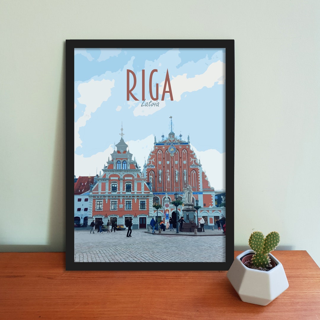 Riga Travel Poster - Retro Vintage Style Latvia Art Print, Artwork ...
