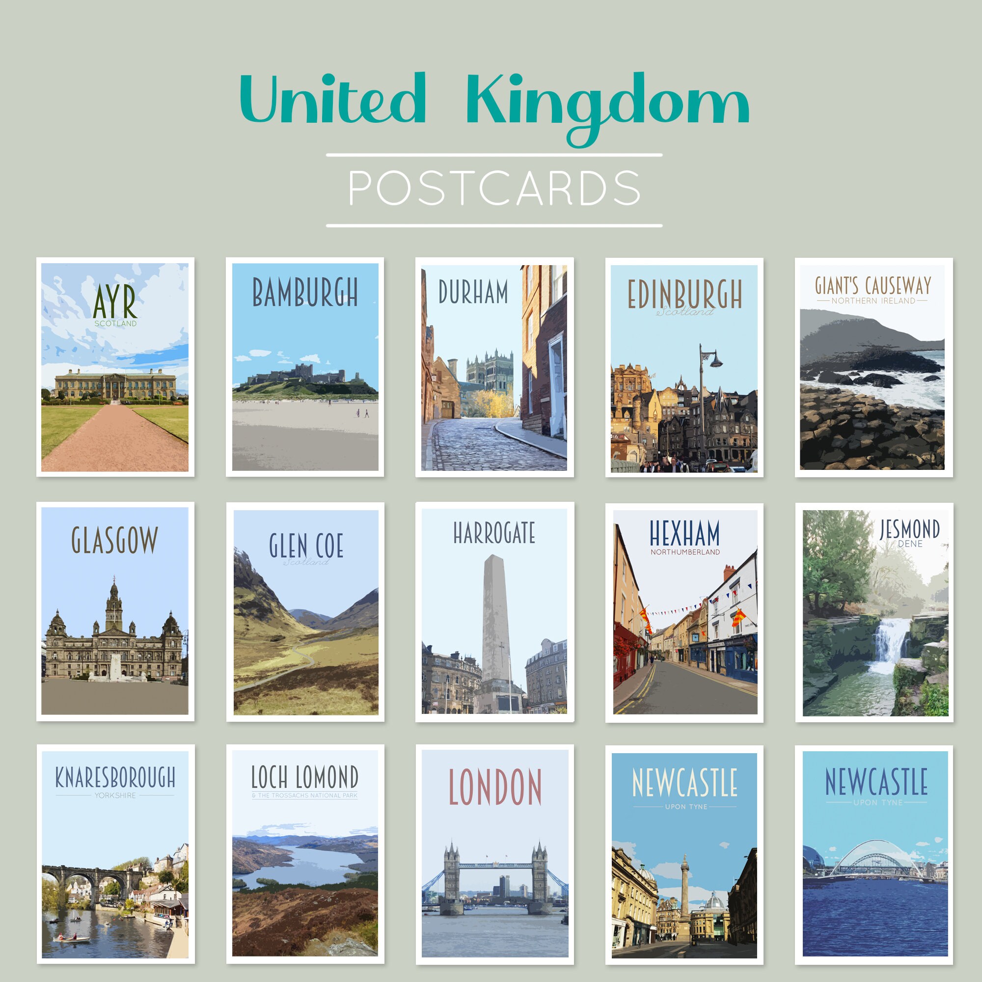 Travel Postcards Pack Retro Vintage Style Cities Postcard - Etsy UK