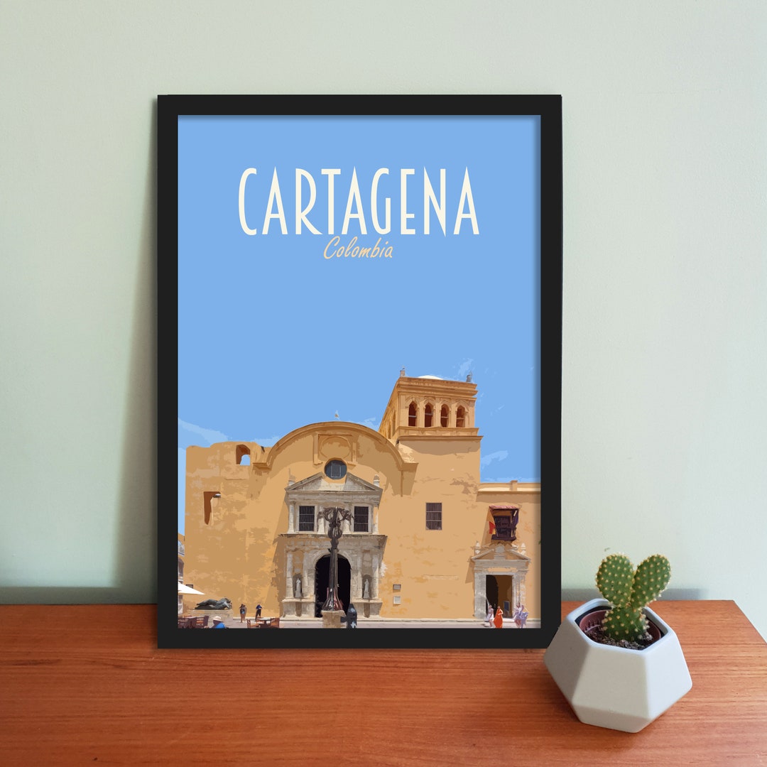 Cartagena Travel Poster - Retro Vintage Style Colombia Art Print ...