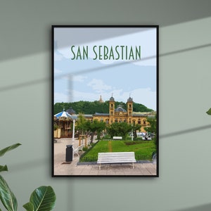 San Sebastian Travel Poster - Retro Vintage Style Spain Art Print ...