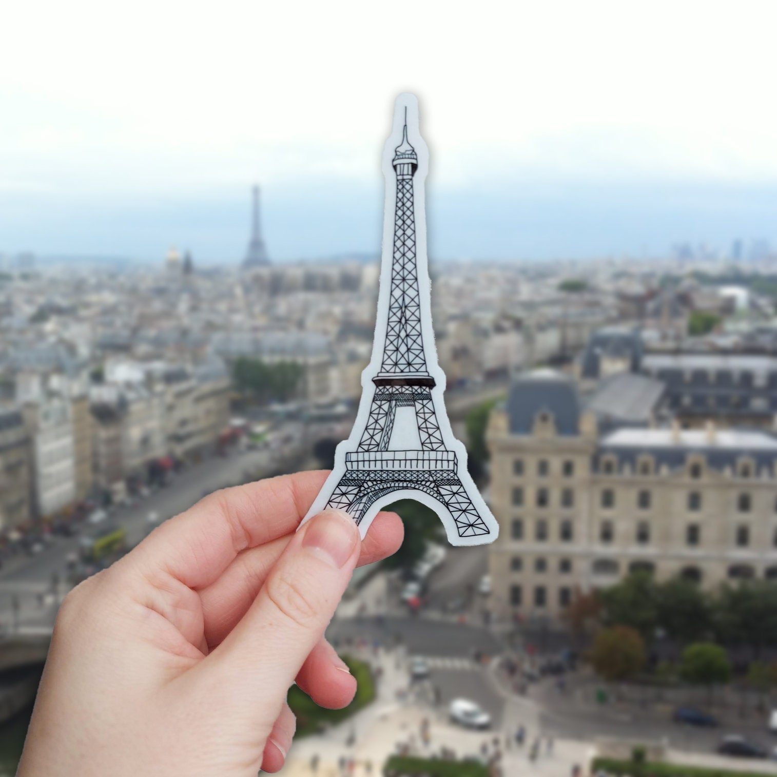 Eiffel Tower Sticker - Waterproof Transparent Outline Sticker, Travel ...