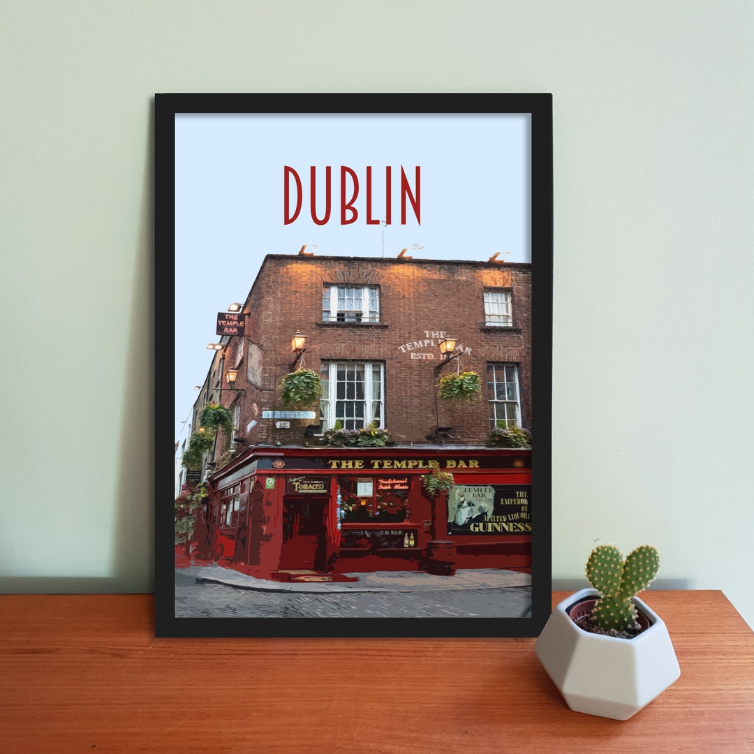 Dublin Travel Poster - Retro Vintage Style Ireland Art Print, Temple ...