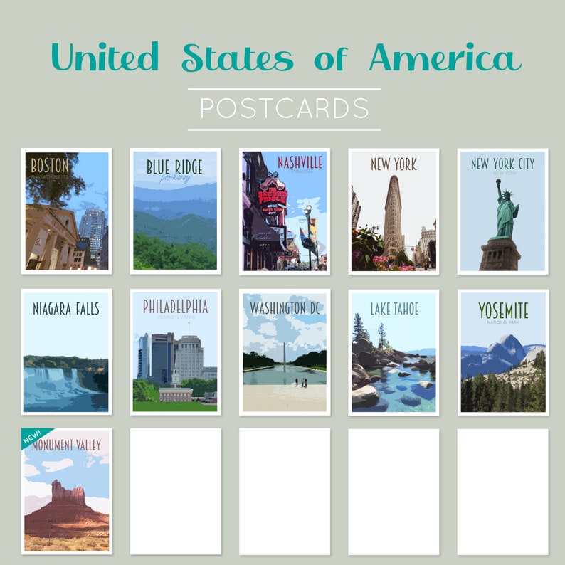 Travel Postcards Pack Retro Vintage Style Cities Postcard - Etsy