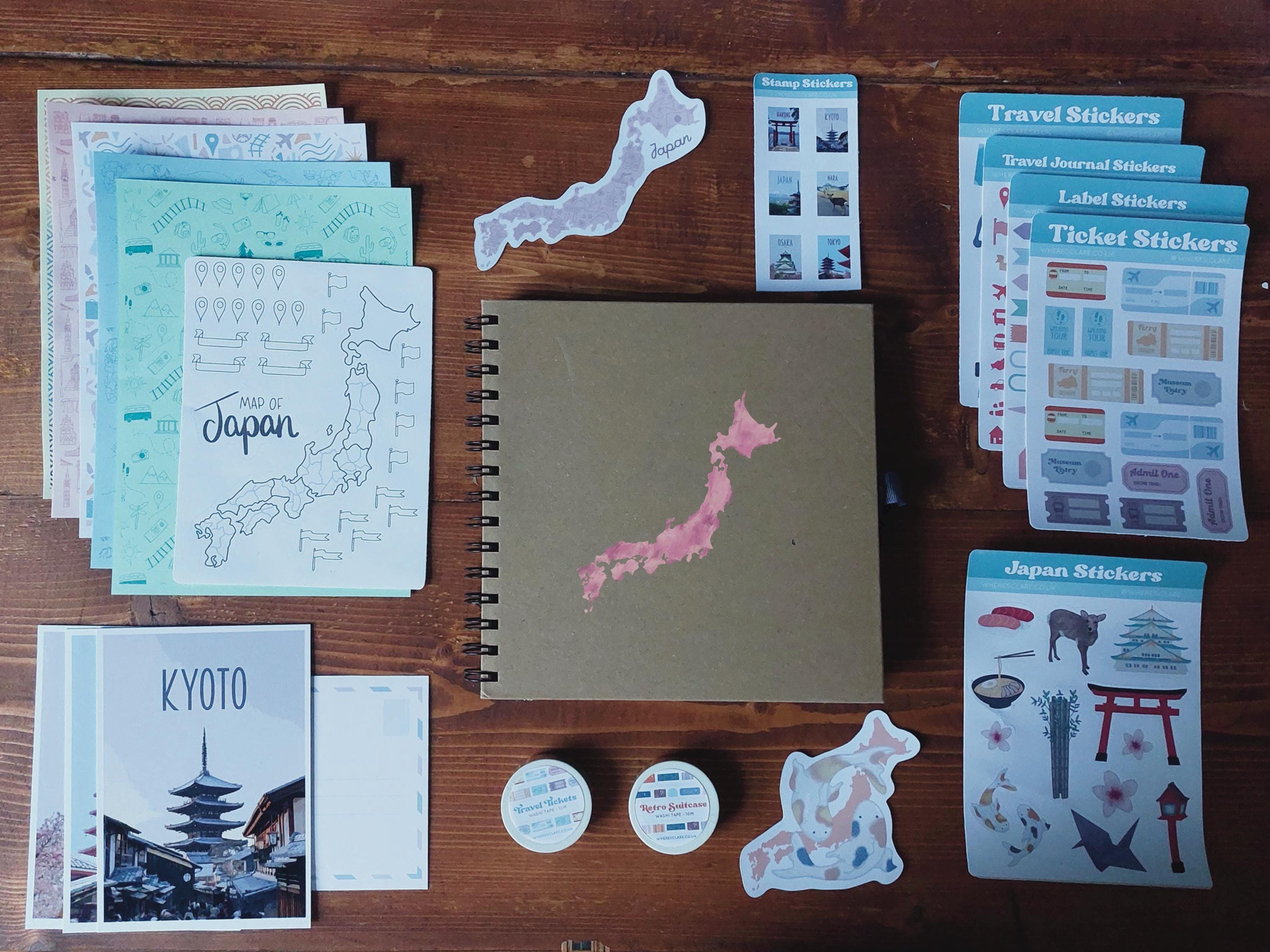 Japan Scrapbook Kit: Personalised Book + Over 150 Stickers, Postcards ...