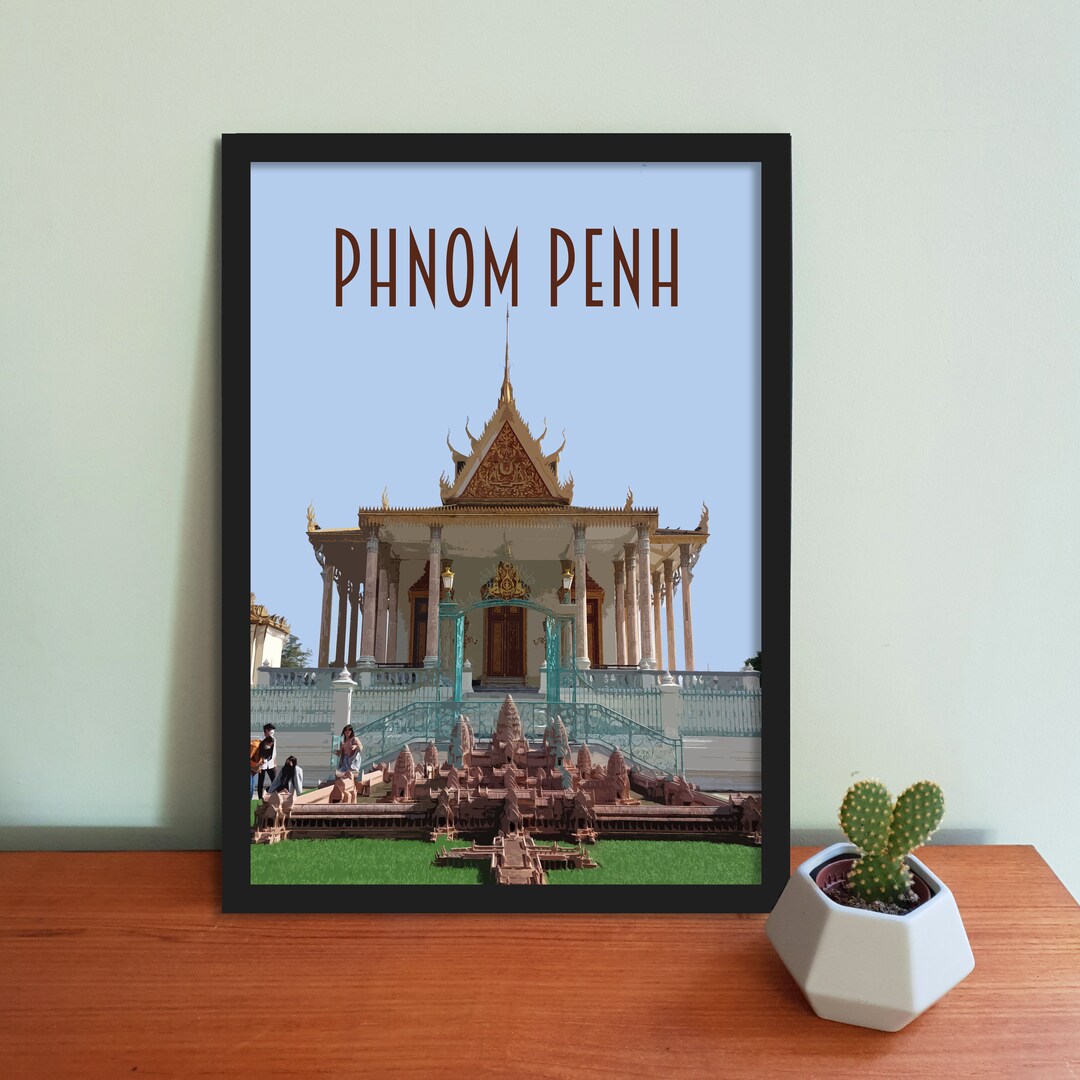 Phnom Penh Travel Poster - Retro Vintage Style Phnom Penh Art Print ...