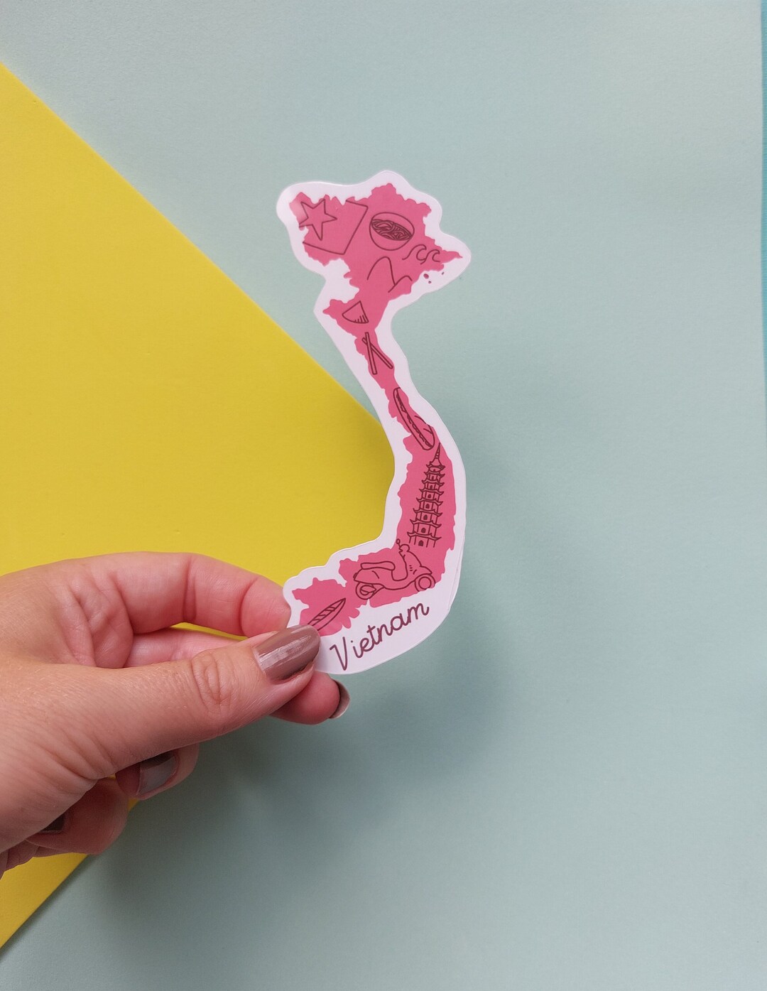 Vietnam Sticker - Waterproof Vietnam Map Sticker - Country Outline With ...