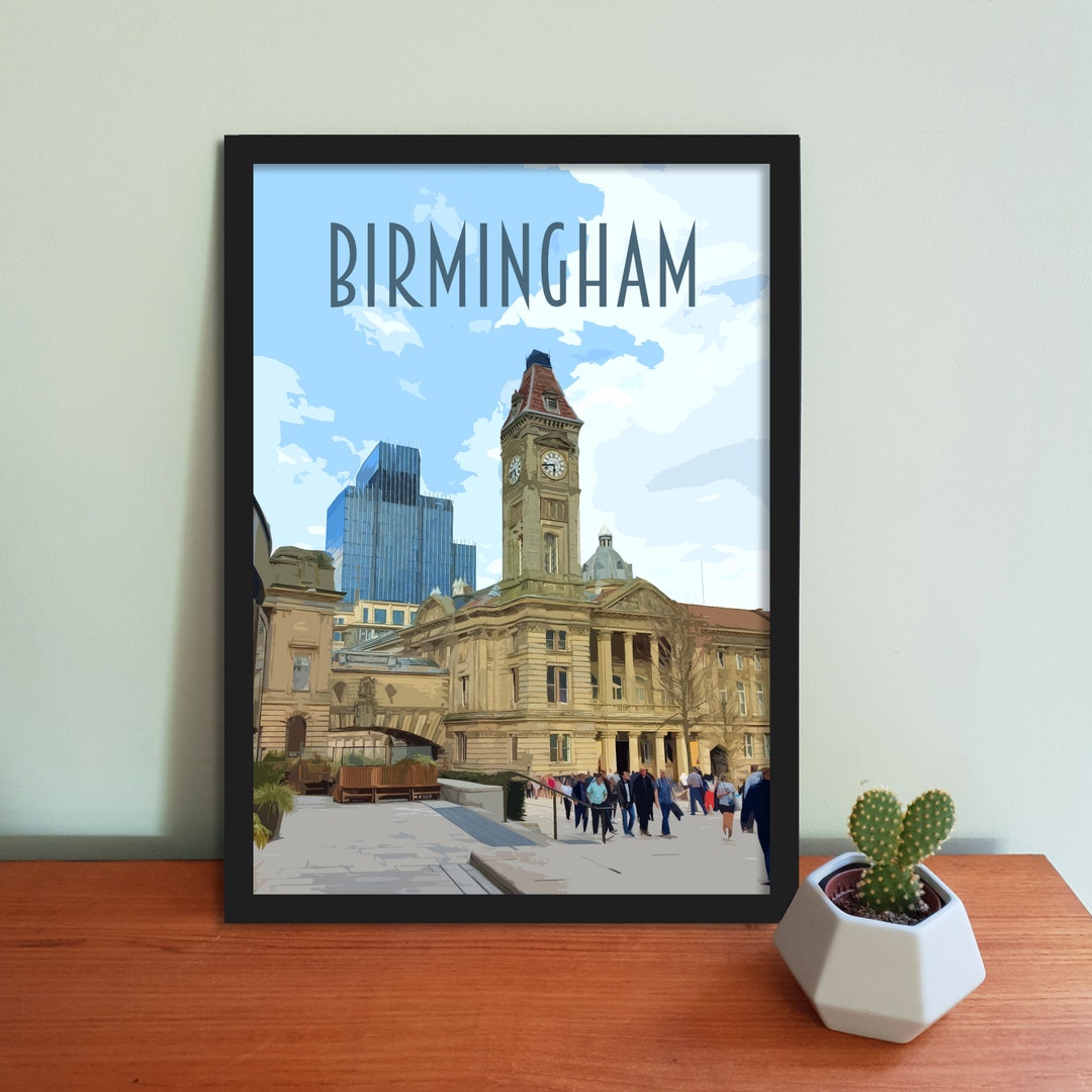 Birmingham Travel Poster - Retro Vintage Style Birmingham Art Print ...