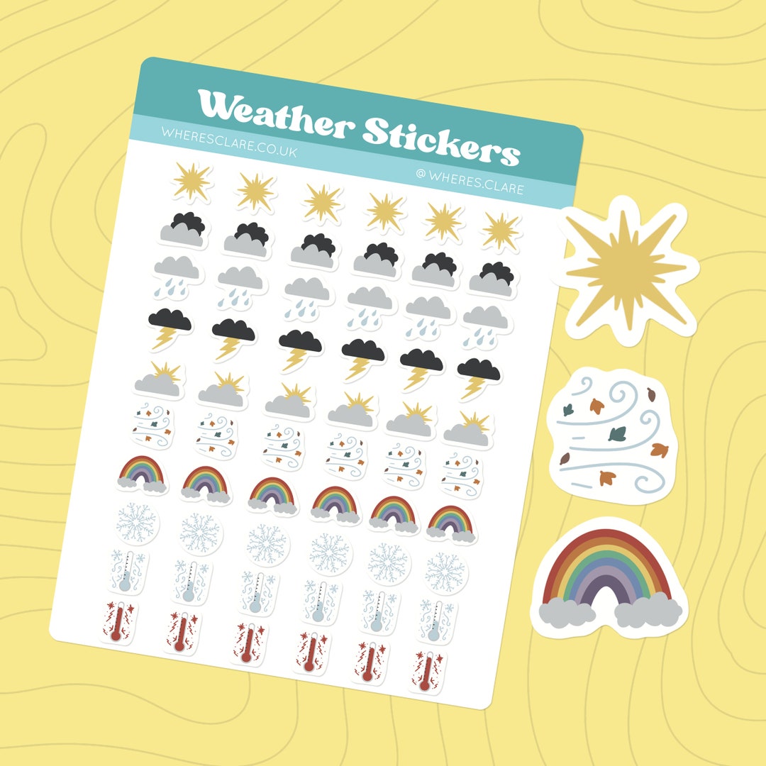 Weather Stickers - Journal Sticker Sheet. Travel Journal, Scrapbooking ...