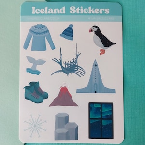 Iceland Sticker Sheet, Vinyl Stickers. Travel Stickers for Journals ...