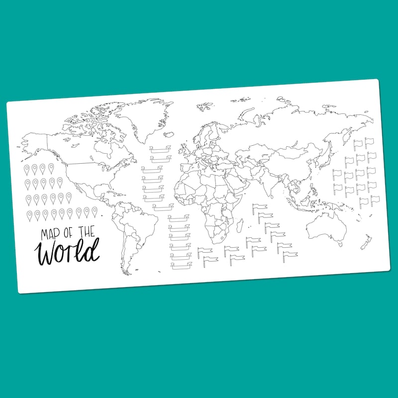 World Map Journal - Etsy