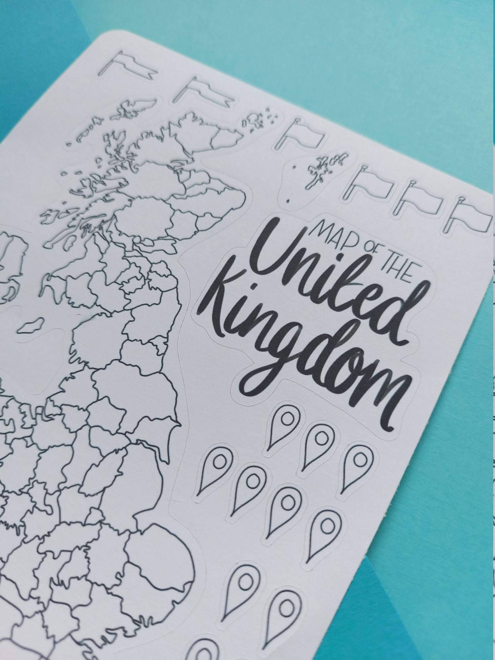 UK Map Outline Sticker Colour-in Map, Travel Scrapbook Sticker, Journal ...