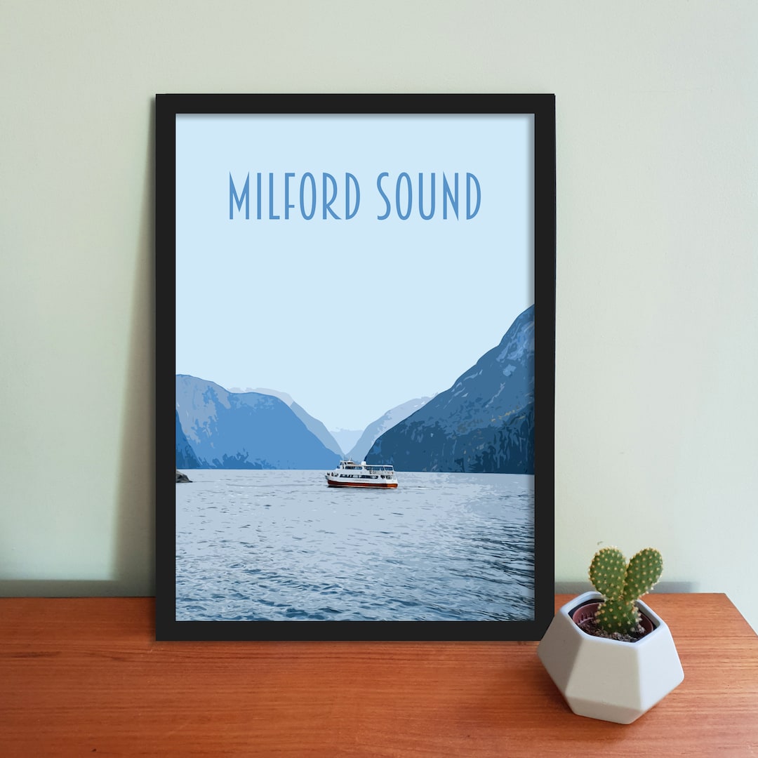 Affiche de voyage Milford Sound Impression d'art néo-zélandaise de ...