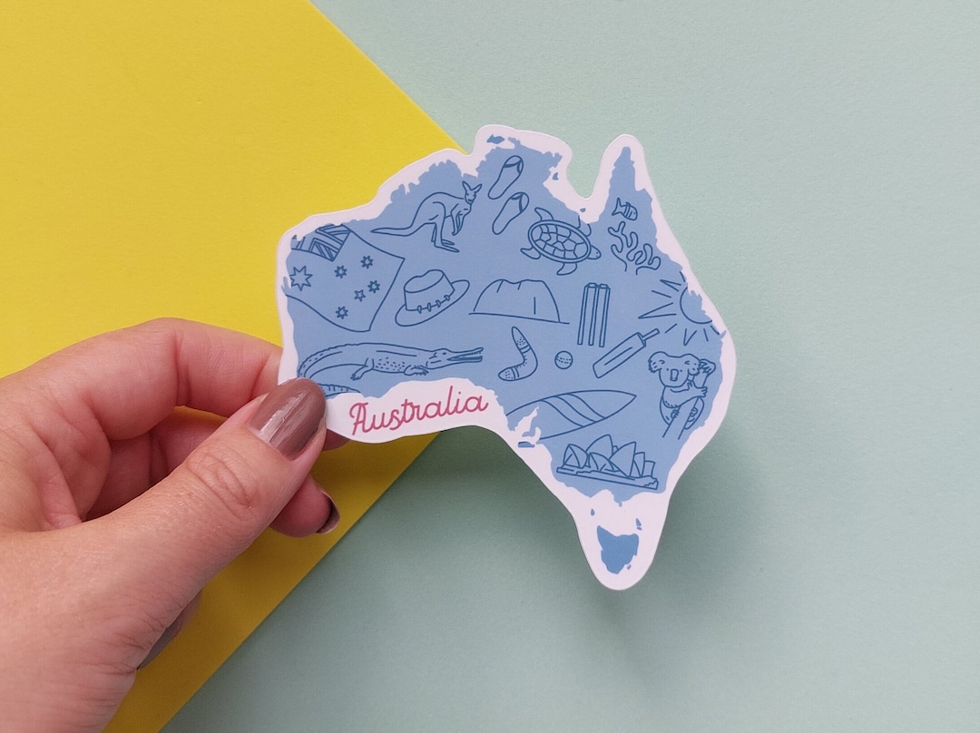 Australia Sticker - Waterproof Australia Map Sticker - Country Outline ...