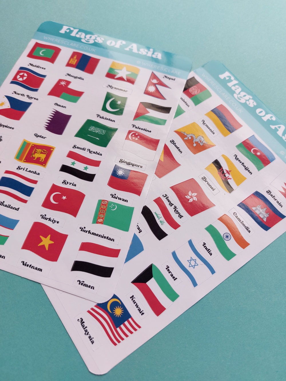 Asia Flag Stickers, Flags of Asia, South East Asia, Stickers for Travel ...