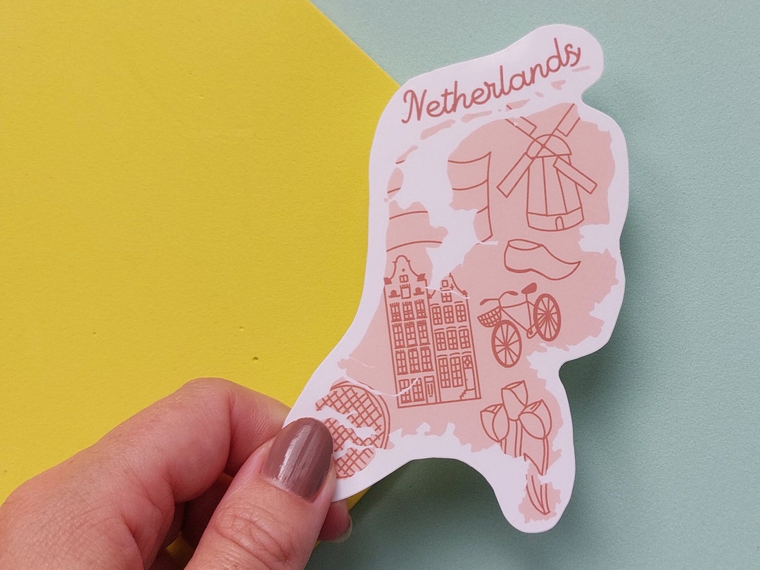 Netherlands Sticker - Waterproof Holland Map Sticker - Country Outline ...