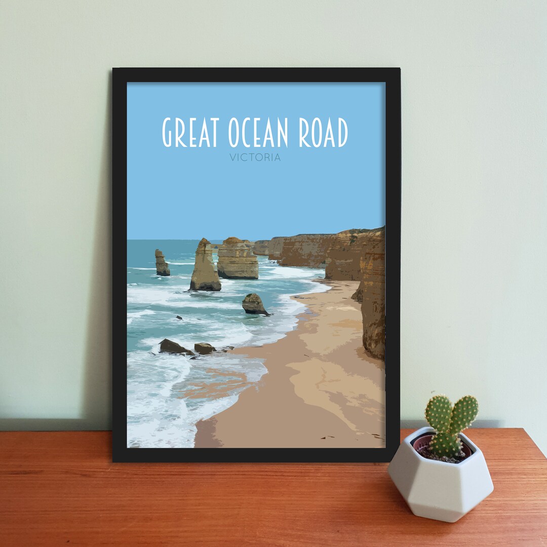 Great Ocean Road Travel Poster - Retro Vintage Style Australia Art ...