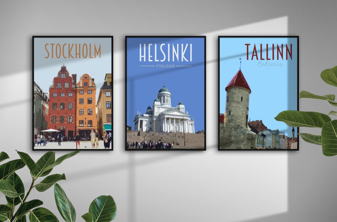 Tallinn Travel Poster Retro Vintage Style Estonia Art Print - Etsy UK