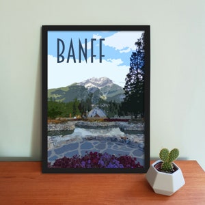 Banff Travel Poster - Retro Vintage Style Canada Art Print, Artwork ...