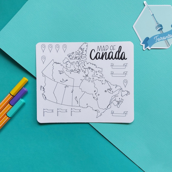 Canada Map Outline Sticker Colour-in Map Travel Scrapbook - Etsy