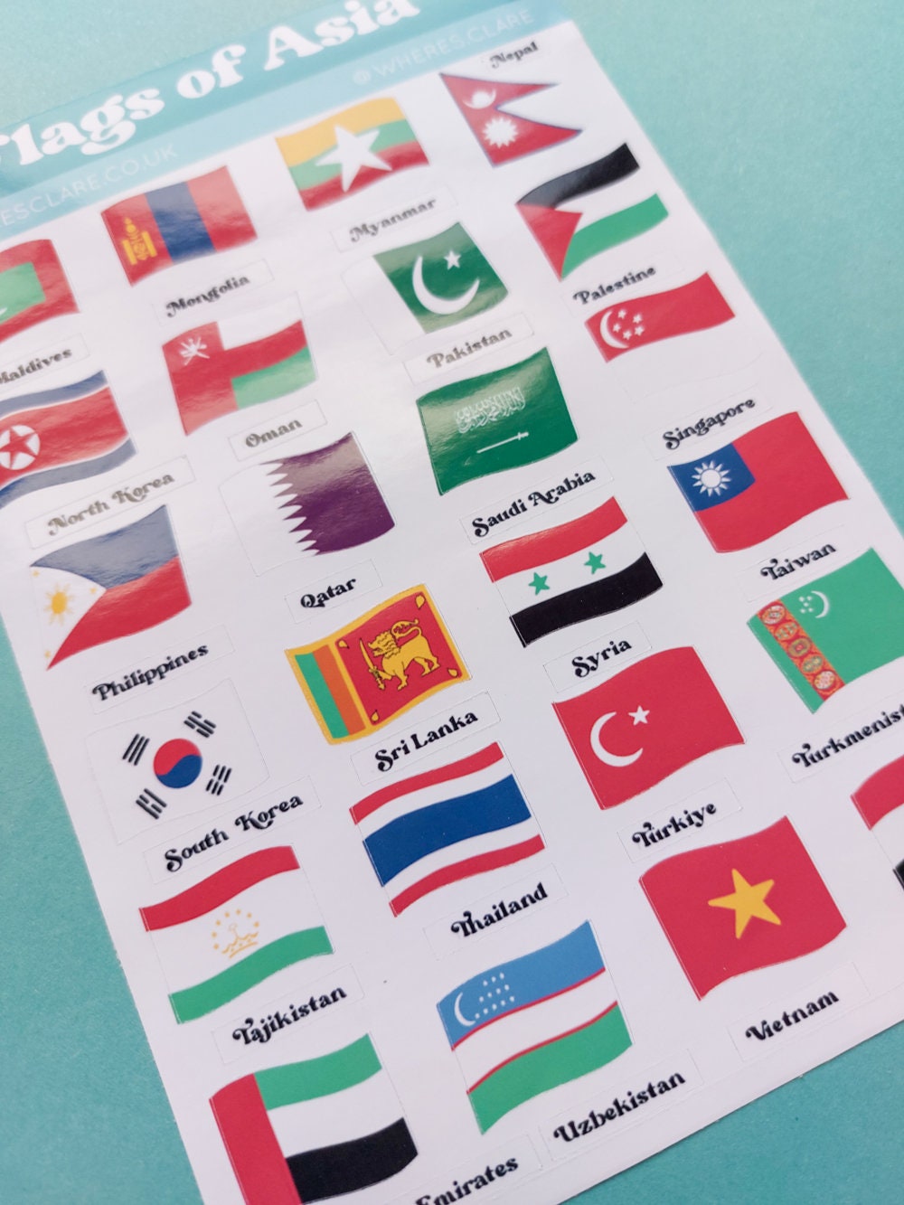 Asia Flag Stickers, Flags of Asia, South East Asia, Stickers for Travel ...