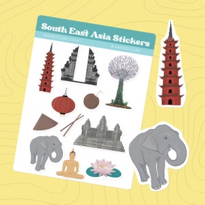 South East Asia Sticker Sheets With Map Sticker, Flag Stickers, Stamps ...