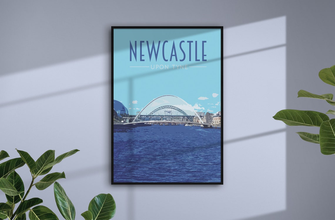 Newcastle Travel Poster - Retro Vintage Style Newcastle Upon Tyne Art ...