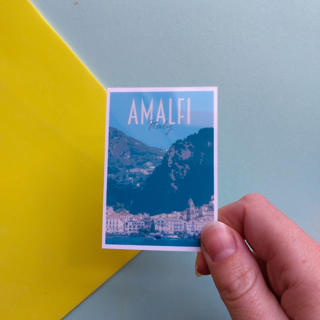 Amalfi Sticker - Waterproof Italy Travel Poster Sticker - Retro Vintage ...