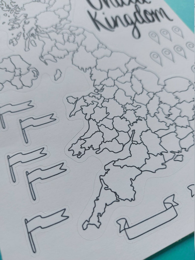UK Map Outline Sticker Colour-in Map Travel Scrapbook | Etsy UK
