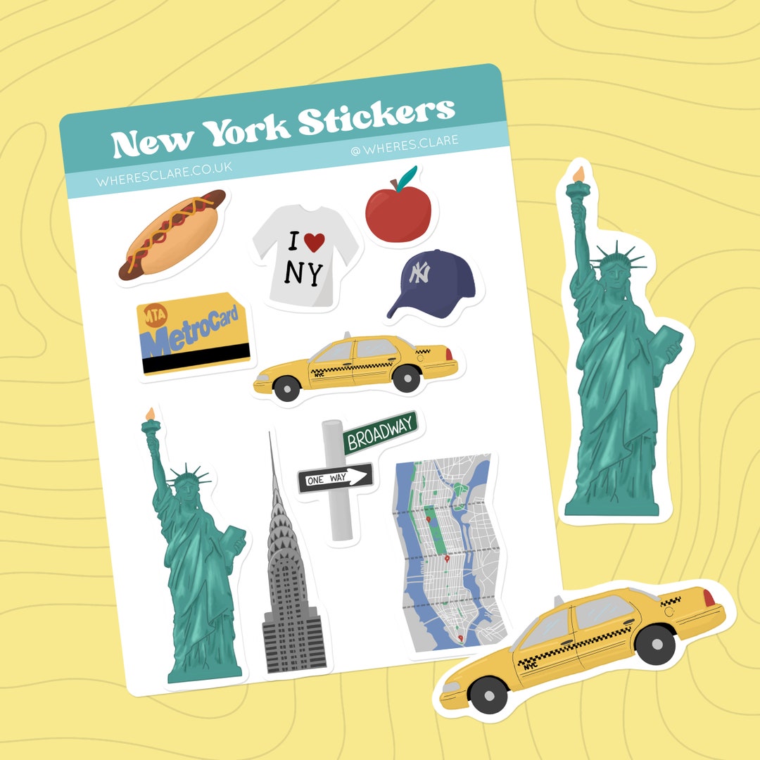 New York Sticker Sheet, Vinyl Stickers. Travel Stickers for Journals ...